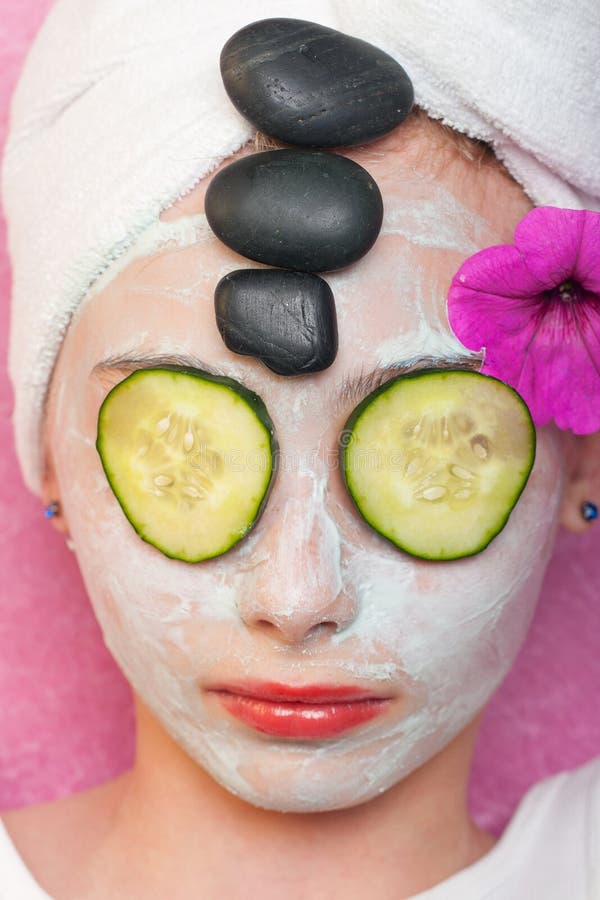 Spa Treatment with Cucumbers Stock Photo - Image of face, exfoliate ...