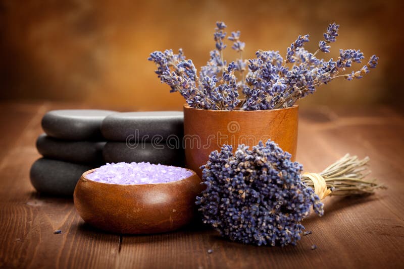 Aromatherapy with Lemon and Lavender Stock Photo - Image of twig ...