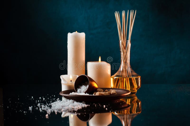 Spa Treatment Over Dark Background. Stock Photo - Image of relax ...