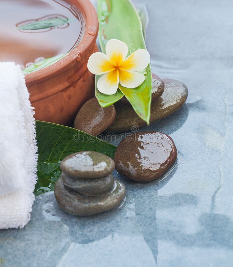 Spa Tropical Flower with Stones for Healthy Massage Stock Photo - Image ...