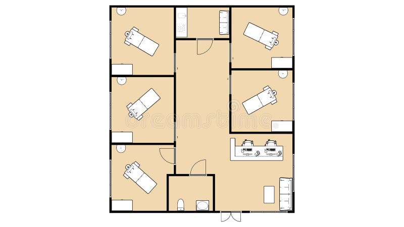 Spa Wellness Center Salon Floor Plan Massage Center Top View Stock