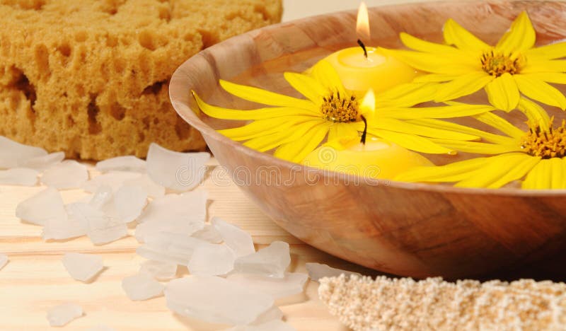 Water with Yellow Flowers for SPA Relaxation Stock Photo - Image of ...