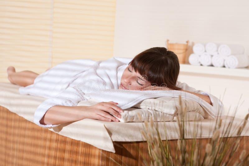 Spa - Young Relaxed Woman at Wellness Therapy Stock Image - Image of ...