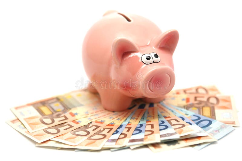 Spaarvarken Dat Met Geld Wordt Gevuld Stock Afbeelding - Image of ...