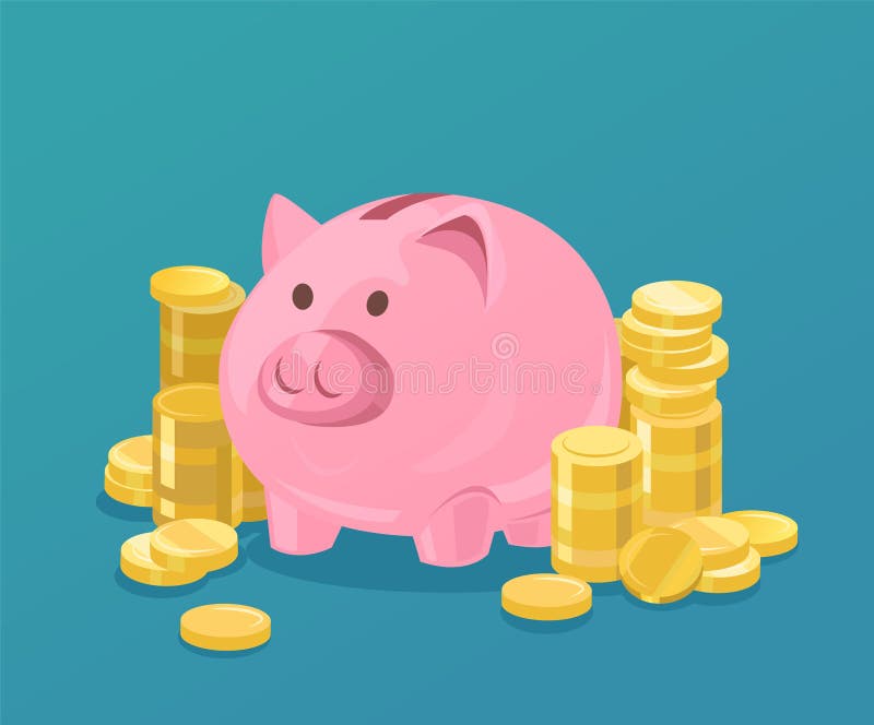 Spaarvarken En Muntstukken Vectorillustratie Vector Illustratie ...