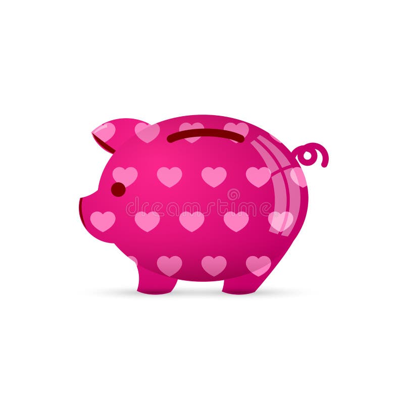 Spaarvarken Met Hart Sparen Liefdeconcept Vector Vector Illustratie ...