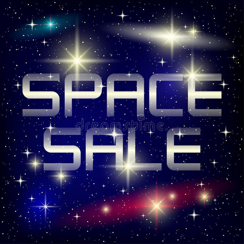 Space Sale Banner with Paper Cut Black Background, Space Design for ...