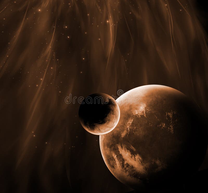 Mercury Planet Landscape. Sunset on Mercury with Sun Corona Stock ...