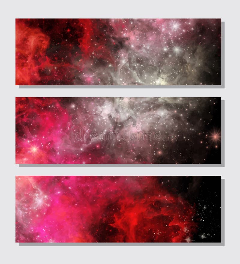 Space Abstract Galaxy Banners Set. Vector Design. Stock Vector ...