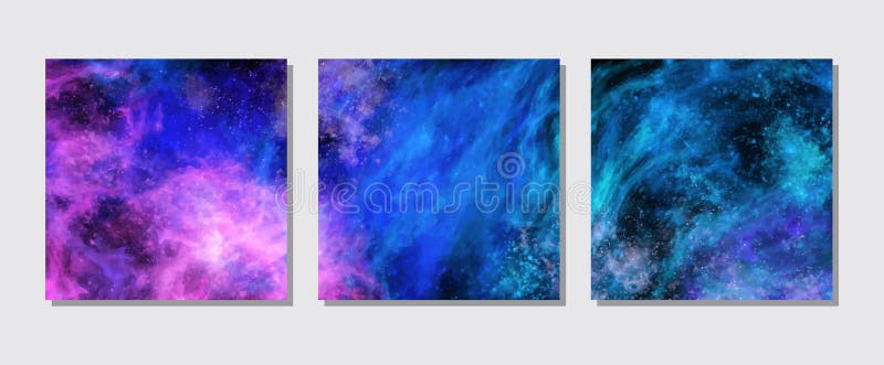 Space Abstract Galaxy Banners Set. Vector Design. Stock Vector ...