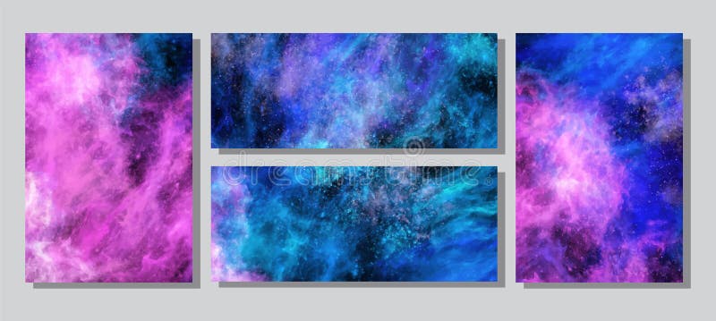 Space Abstract Galaxy Banners Set. Vector Design. Stock Vector ...