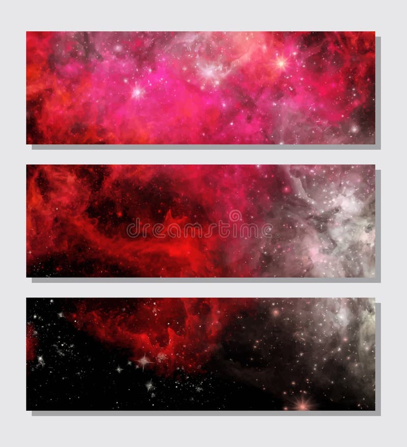 Space Abstract Galaxy Banners Set. Vector Design. Stock Vector ...
