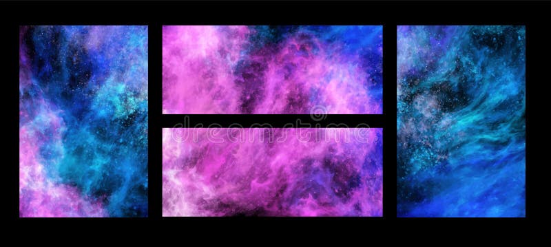 Space Abstract Galaxy Banners Set. Vector Design. Stock Vector ...