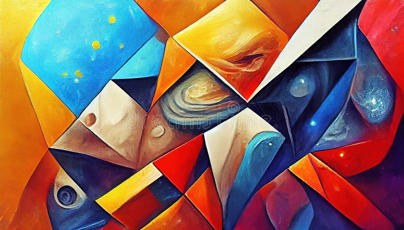 Space Abstract Painting Futurism. Digital Illustration Based on Render ...