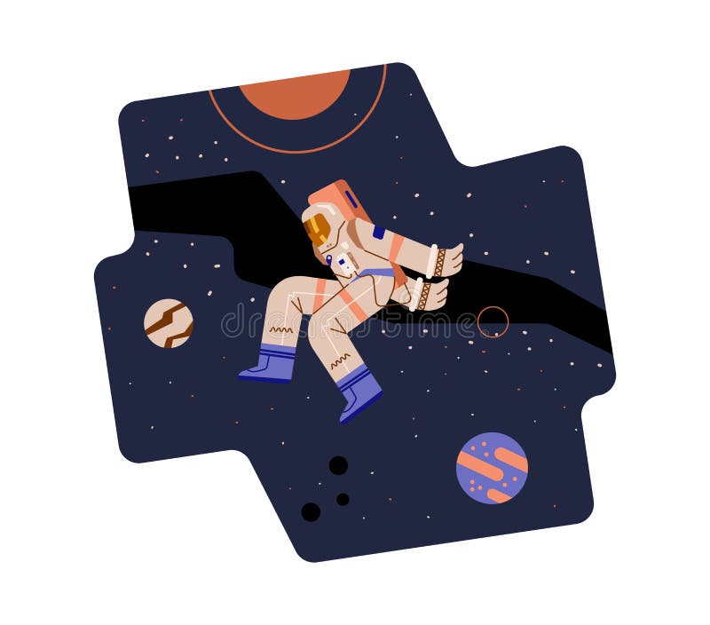 Space Abstract Shape Backdrop with Cosmonaut, Flat Vector Illustration ...