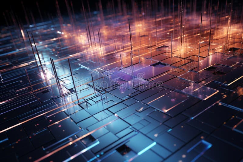 Space Abstraction 3d Rendering Presents Cube And Grid Dimensions Stock Illustration