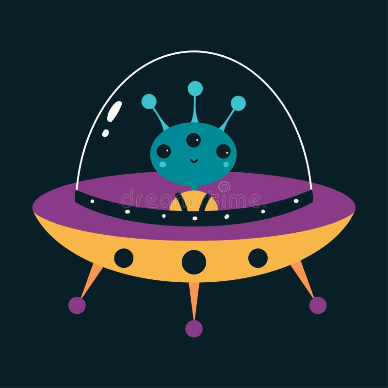 Space Adventure with Alien in Spacecraft Exploring Galaxy Vector ...