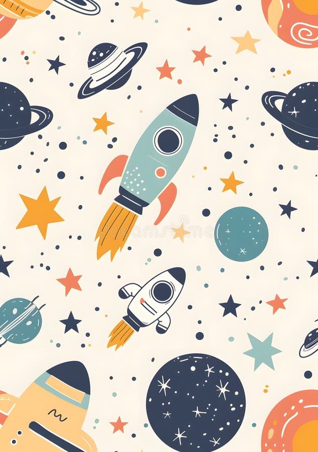 Space Adventure Background with Rockets and Planets in Space Stock ...