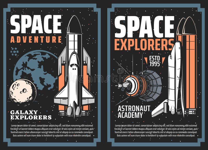 Space Adventure, Galaxy Exploration Vector Icons Stock Vector ...