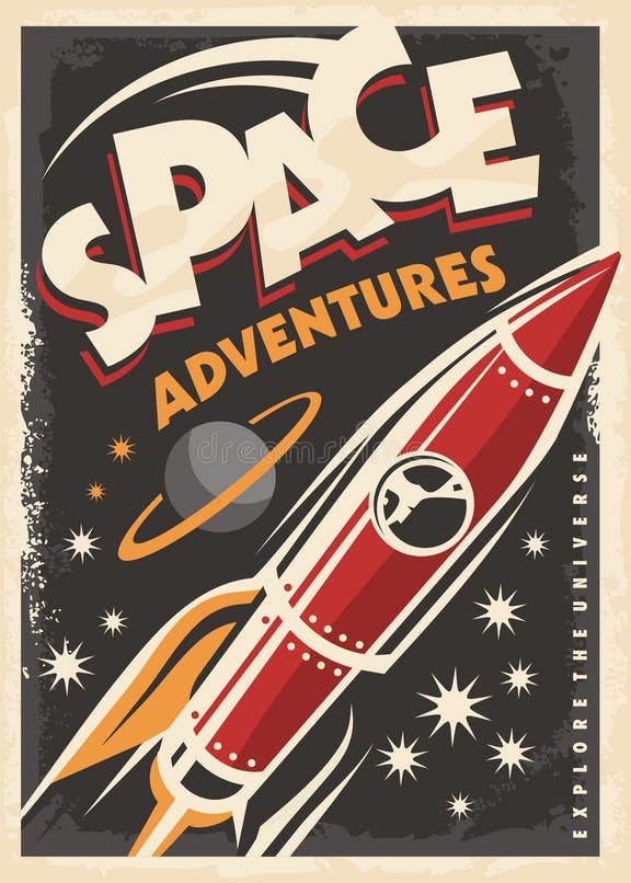 Space Adventures, Retro Poster Design Stock Vector - Illustration of ...