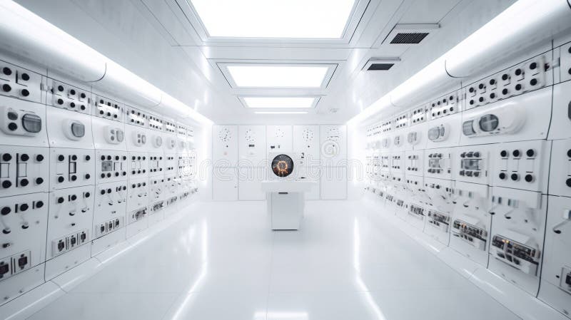 Space-age Empty White Room. Generative AI Stock Illustration ...