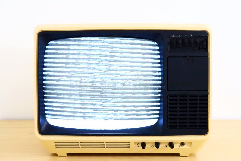 Space Age Retro Old TV with Static Noise Glitch Effect Screen Stock ...