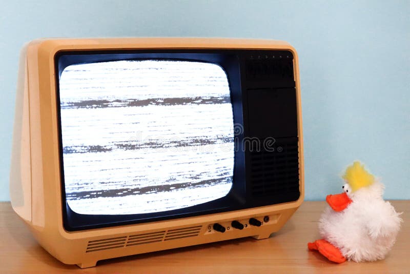 Space Age Retro Old TV with Static Noise Glitch Effect Screen Stock ...