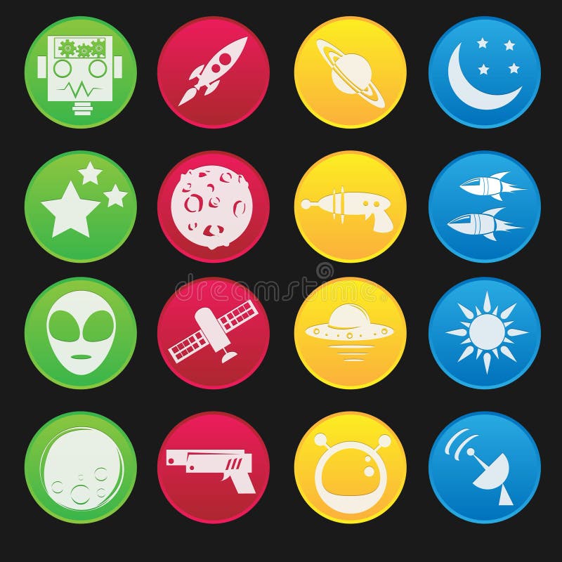 A set of fun space icons stock vector. Illustration of logo - 5800732