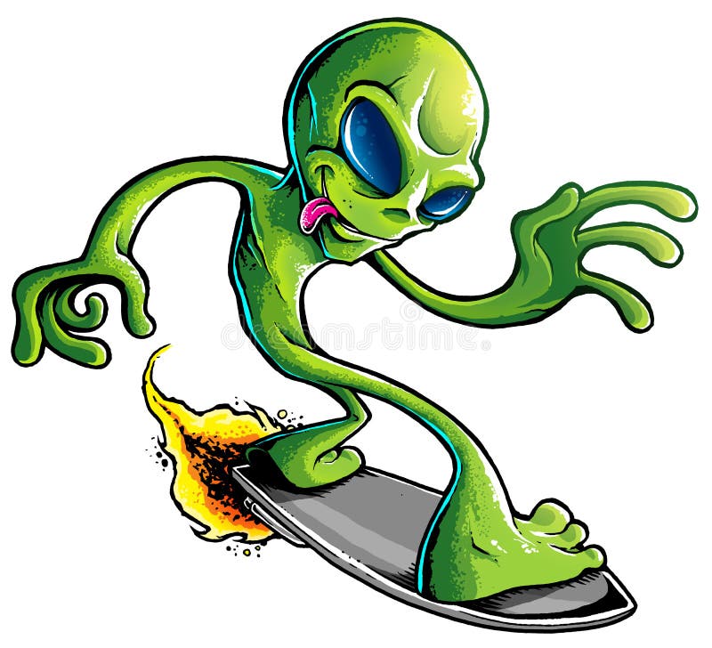 Space Alien Surfer stock illustration. Illustration of alien - 28457119