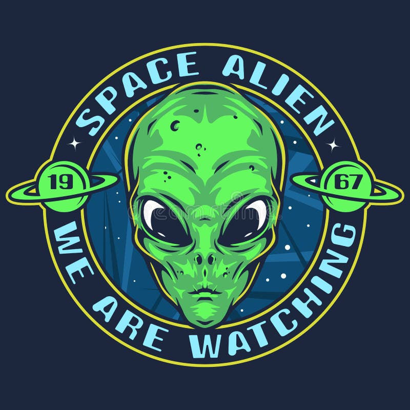 Space Alien Vintage Poster Colorful Stock Vector Illustration Of