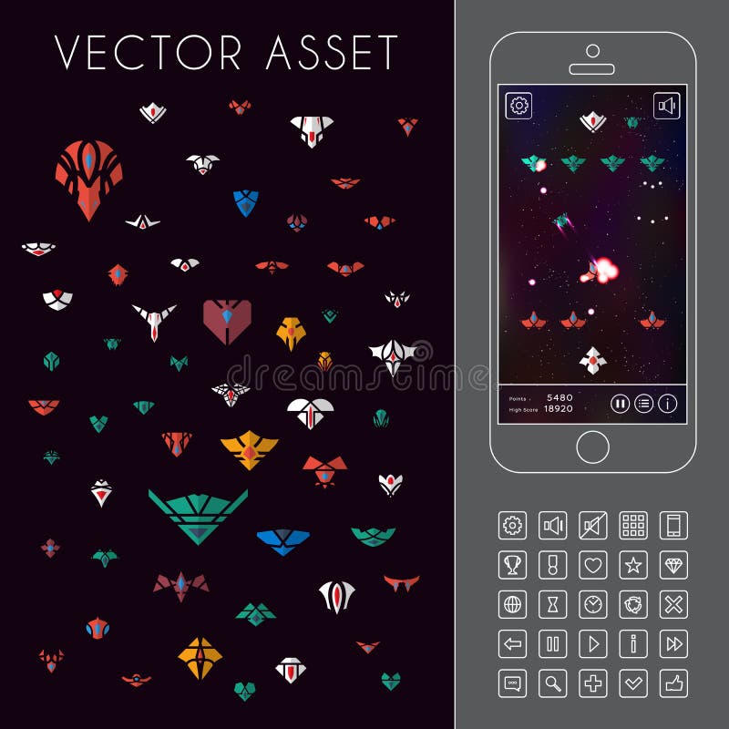 Space Arcade Game. Vector Asset Stock Vector - Illustration of cartoon ...