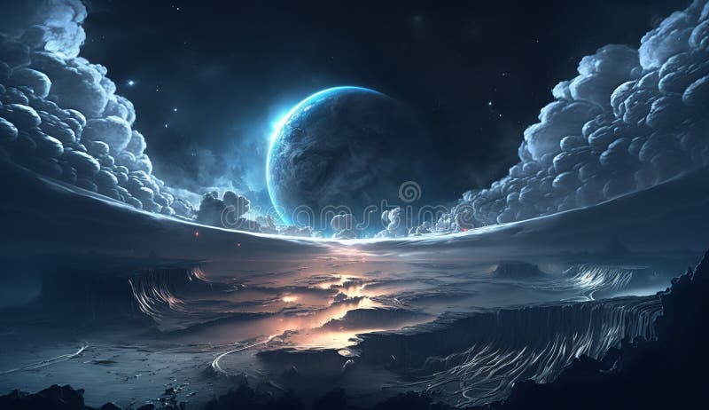 Space Art Fantasy and Sky with Cloud Background. Stock Illustration ...