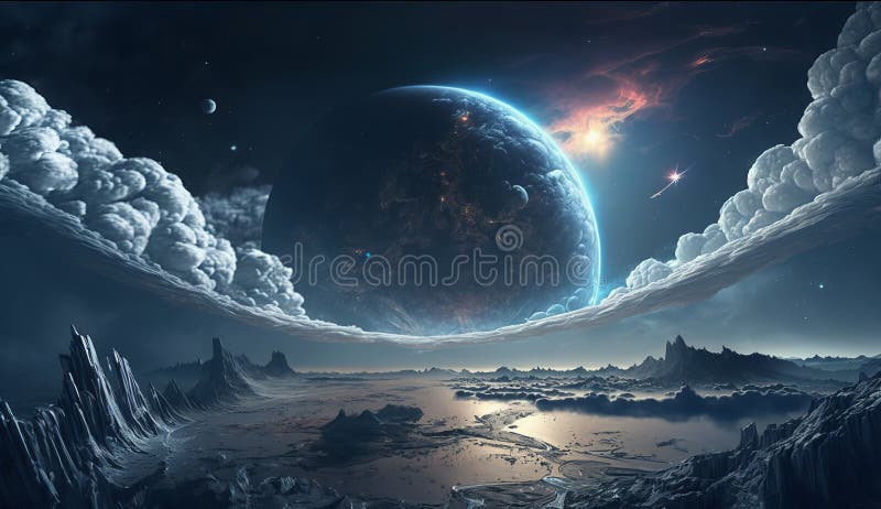 Space Art Fantasy and Sky with Cloud Background. Stock Illustration ...
