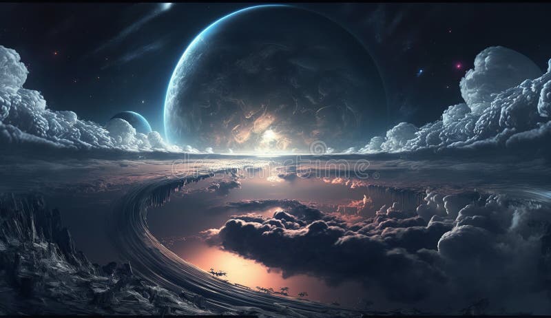 Space Art Fantasy and Sky with Cloud Background. Stock Illustration ...