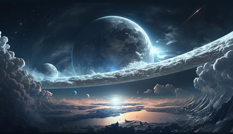 Space Art Fantasy and Sky with Cloud Background. Stock Illustration ...