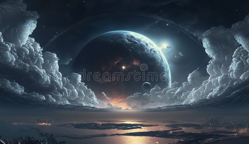 Space Art Fantasy and Sky with Cloud Background. Stock Illustration ...