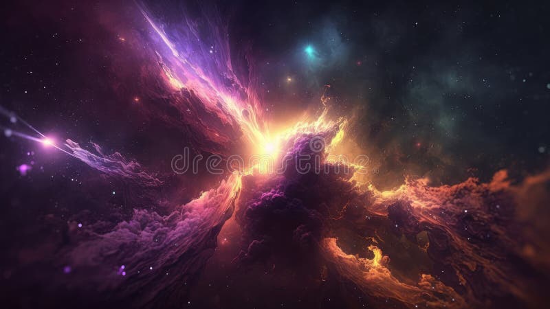 Space Art Nebula with Deep Colored Light, Clouds, Stars in Deep Space ...