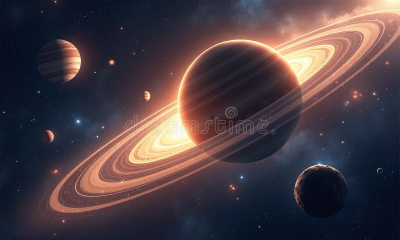 Space Art Solar System Planets Orbits Cosmic Swirl Stock Illustration ...