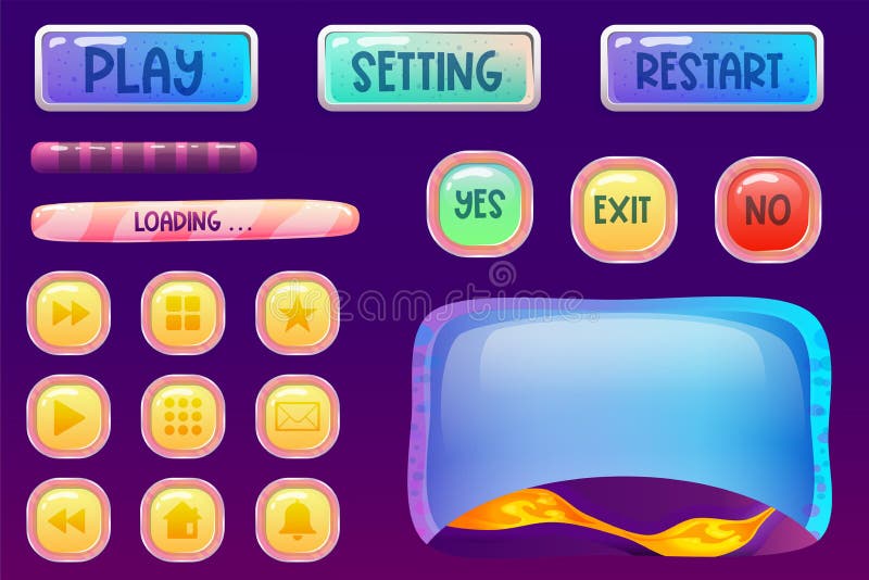 Space Assets, Game Ui Interface Kit with Button and Screen. Isolated ...