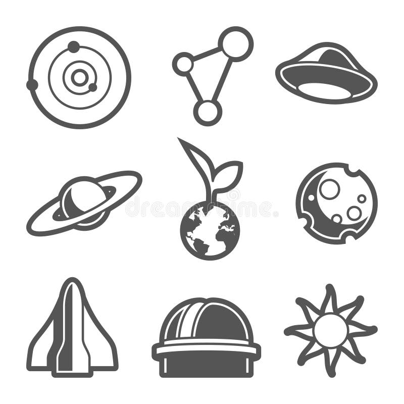 Solar System Astronomy Icons Stickers Vector Set. Stock Vector ...