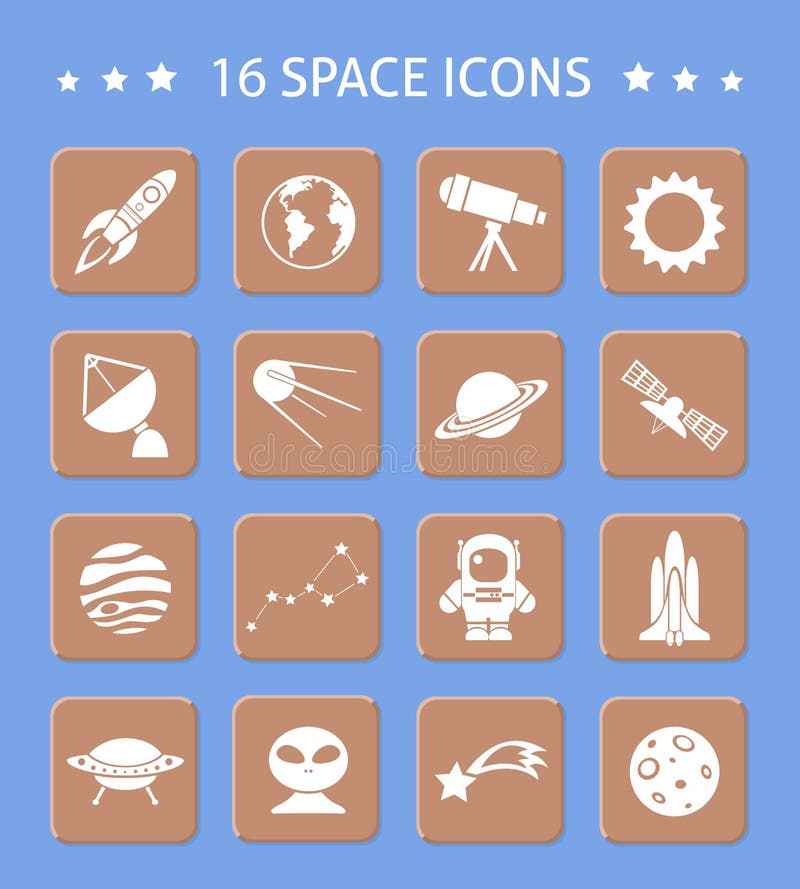 Space and Astronomy Buttons Stock Vector - Illustration of lunar ...