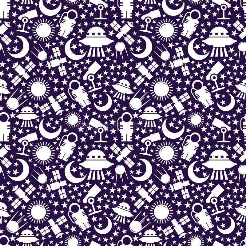 Space or Astronomy Seamless Pattern Stock Vector - Illustration of ...