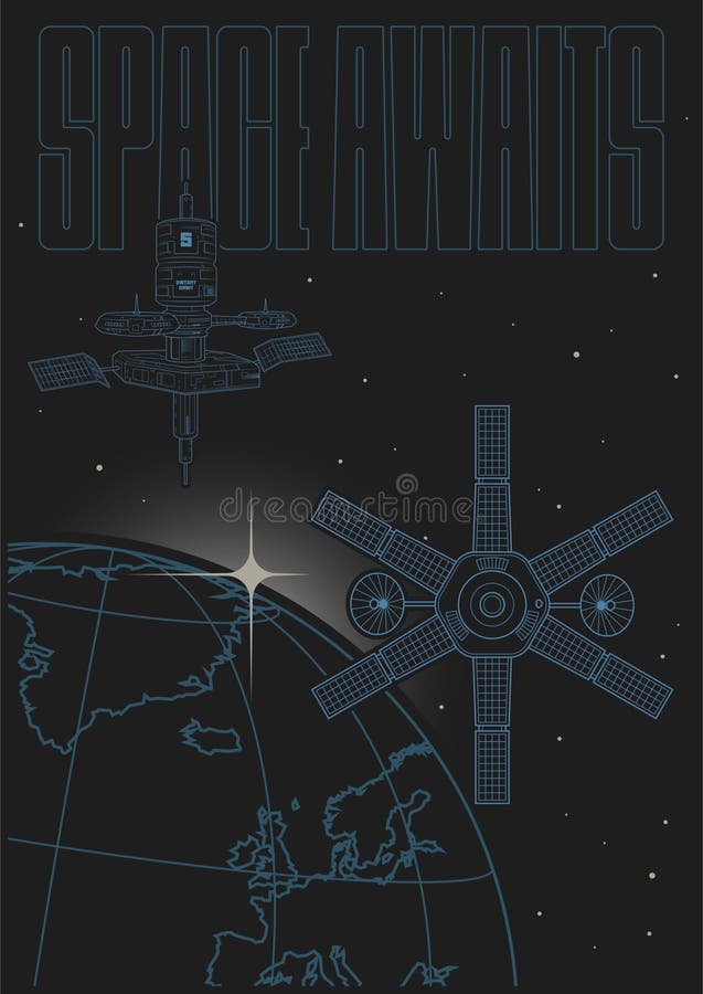 Space Awaits! Space Program Propaganda Stock Vector - Illustration of ...