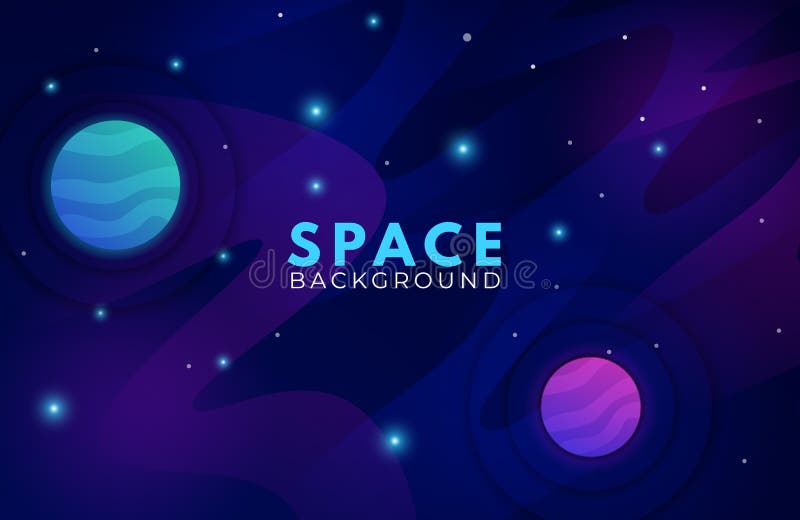 Space Background with Abstract Shape and Planets with Gradient Color ...