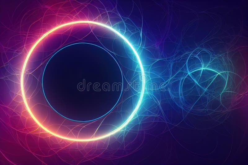 Space Background with 3D Objects of Neon Color, Modern Art Illustration ...