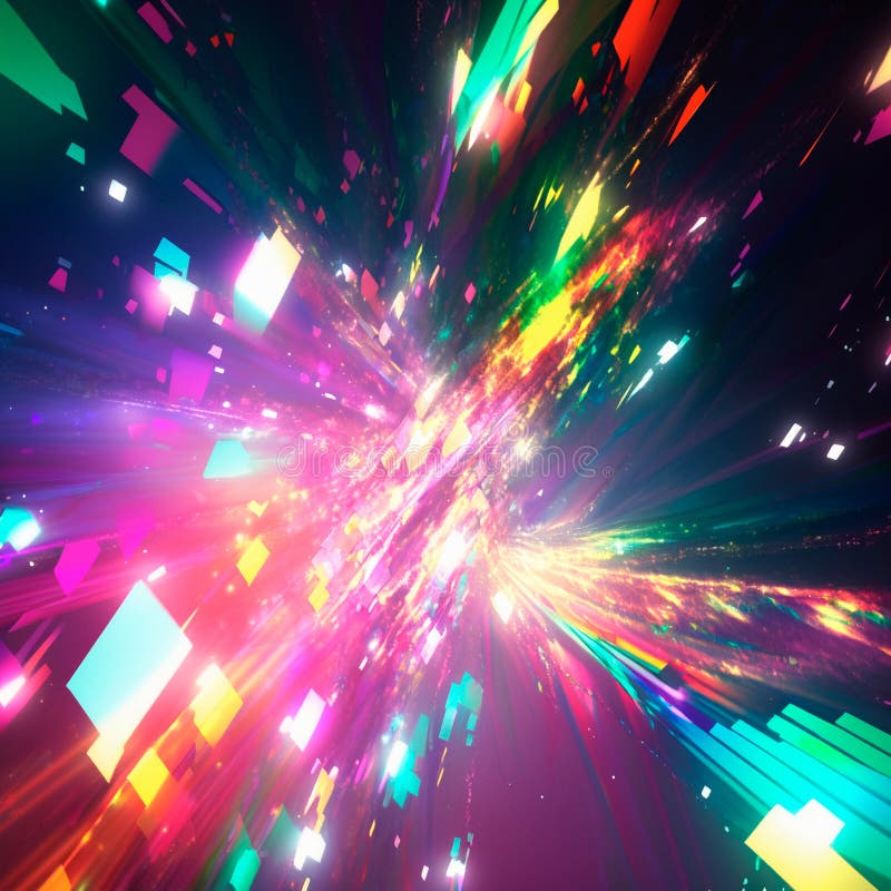 Space Background with Different Elements of Rainbow Colors Stock ...