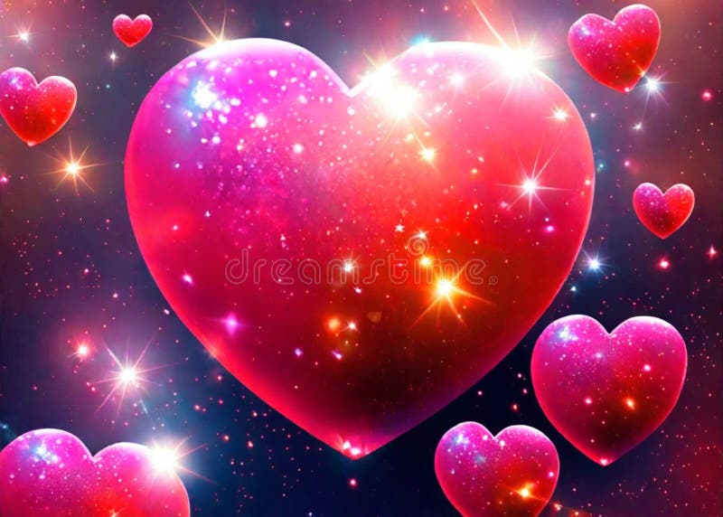 Glittering Heart, Sparkling, Beautiful, Fantasy : Generative AI Stock ...