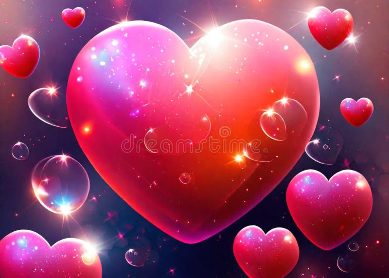 Glittering Heart, Sparkling, Beautiful, Fantasy : Generative AI Stock ...