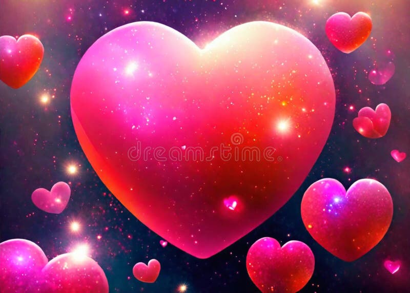 Glittering Heart, Sparkling, Beautiful, Fantasy : Generative AI Stock ...