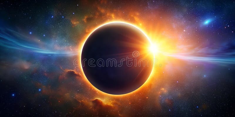 Space Background with Solar Eclipse Creative AI Stock Photo - Image of ...